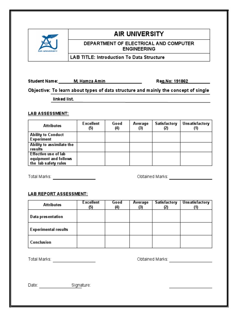 Lab 1 Data Structure Pdf Software Development Software Engineering