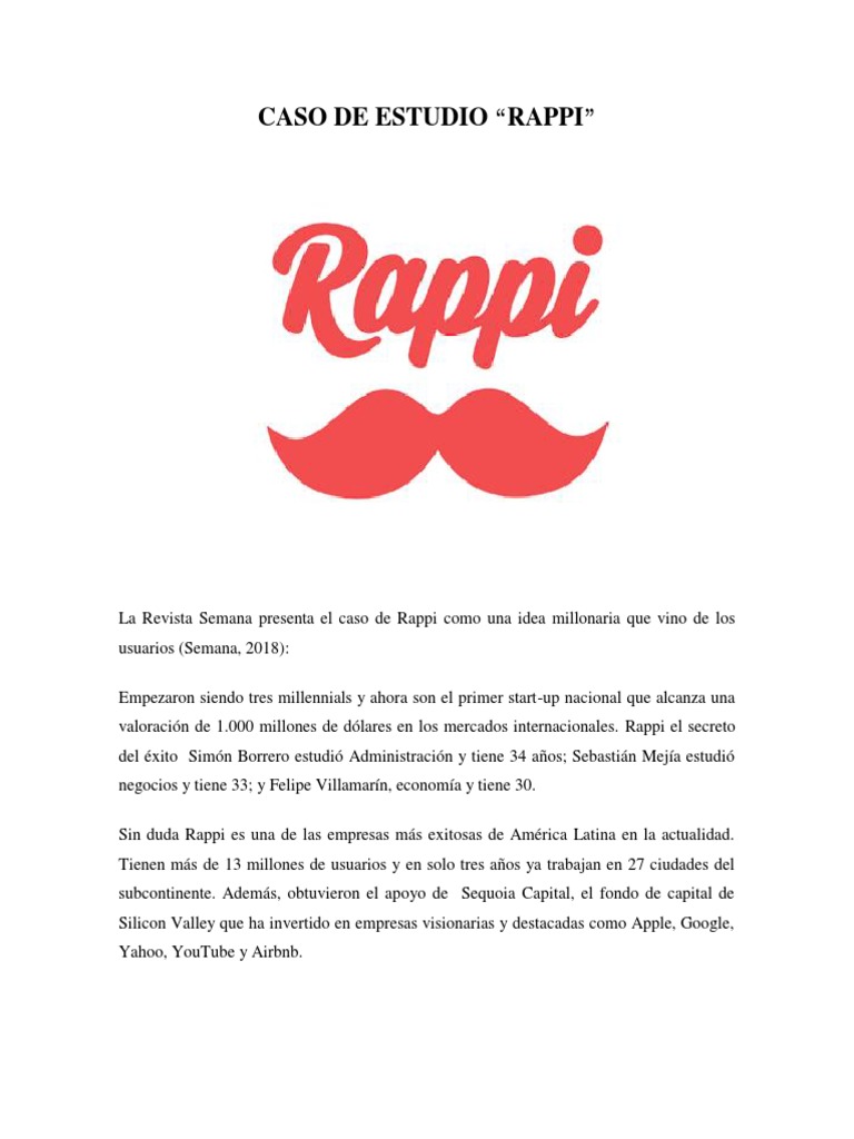 Caso Rappi - Modelos de Negocio Basados en TI PDF | PDF | Servicios web ...