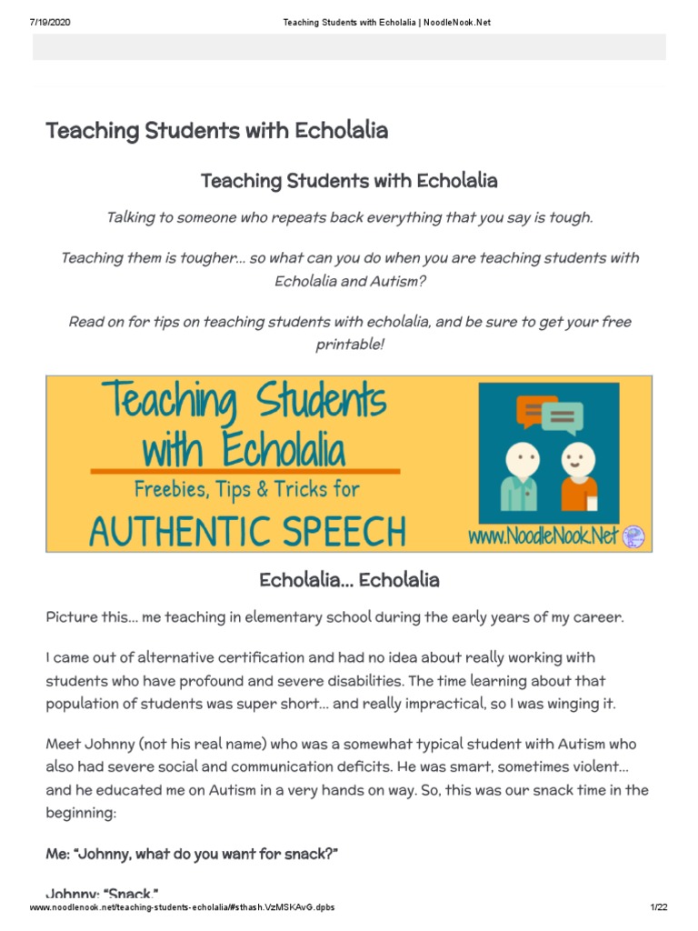 Teaching Students With Echolalia PDF | PDF | Behavioural Sciences ...