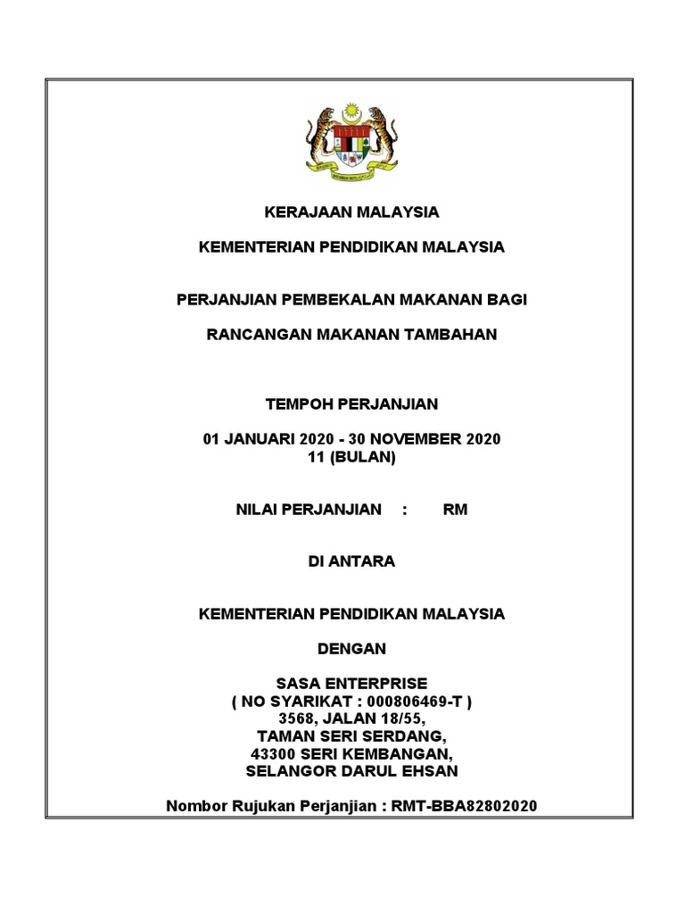 Perjanjian RMT 2020 | PDF