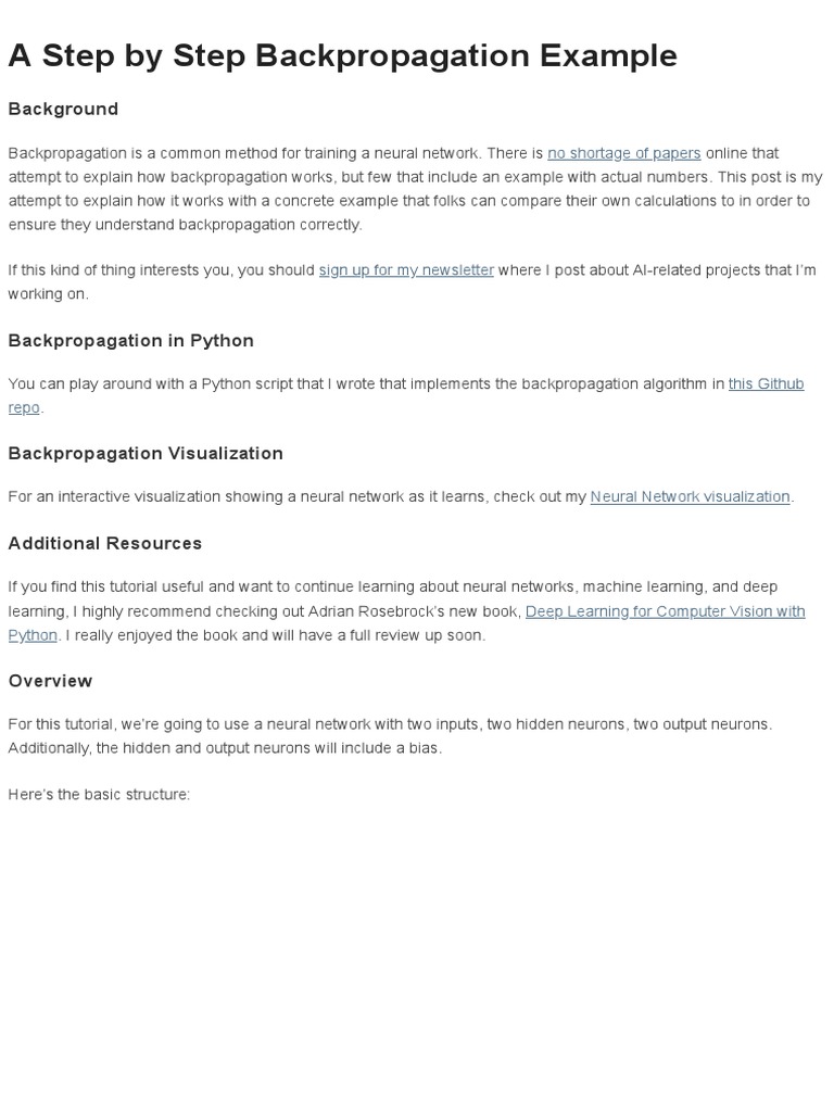 Step-by-Step Backpropagation Guide | PDF | Artificial Neural Network ...