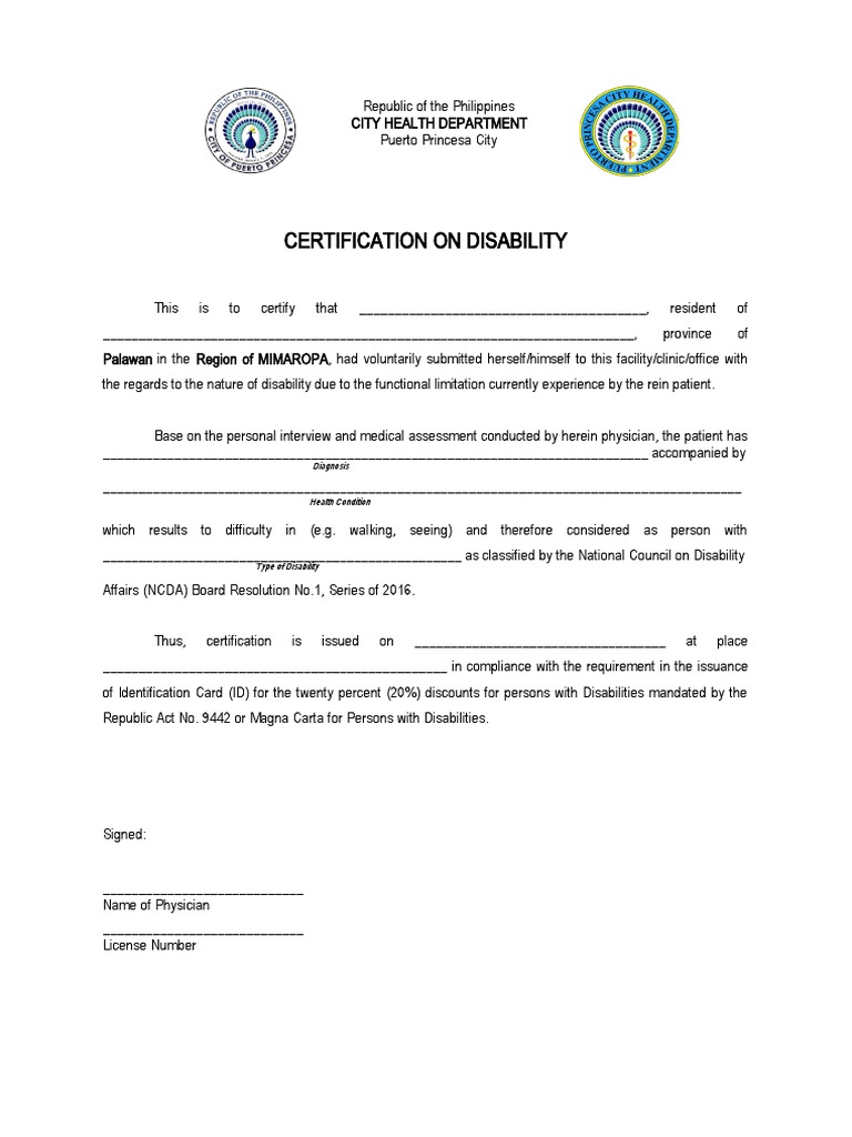 Certification On Disability | PDF