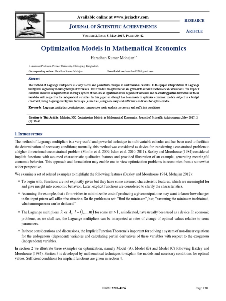 Articulo 1 | PDF | Mathematical Optimization | Mathematical Economics