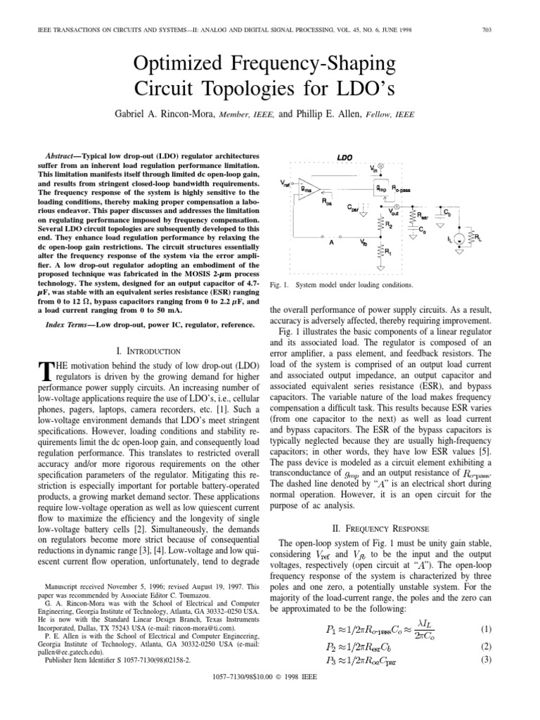 Optimized Frequency-Shaping Circuit Topologies For LDO's: Gabriel A ...