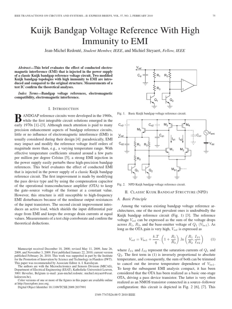 Kuijk Bandgap Voltage Reference With High Immunity To EMI | PDF ...