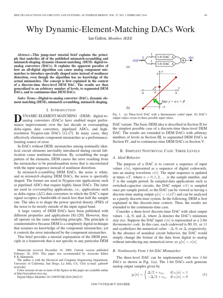Why Dynamic-Element-Matching Dacs Work: Ian Galton, Member, Ieee | PDF | Digital To Analog ...