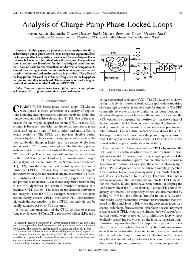 Analysis of Charge-Pump Phase-Locked Loops-Iw6 | PDF | Capacitor | Electrical Circuits