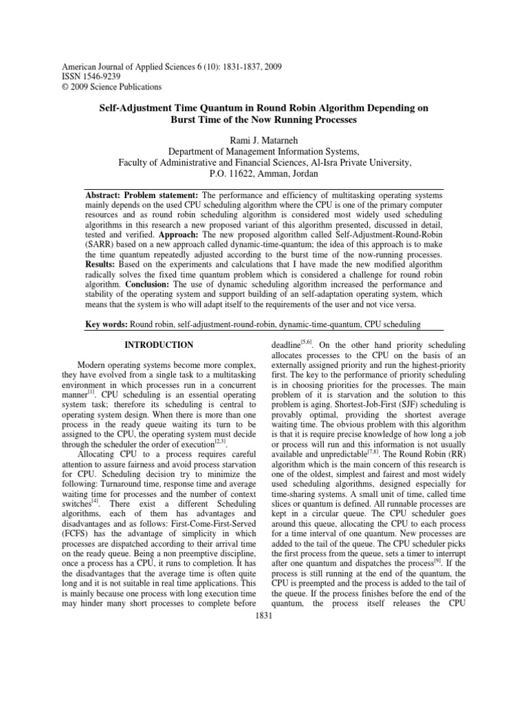 Round Robin Pdf Scheduling Computing Areas Of Computer Science
