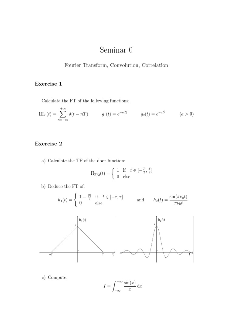 Fourier Transform Exercises Overview | PDF | Convolution | Fourier Analysis