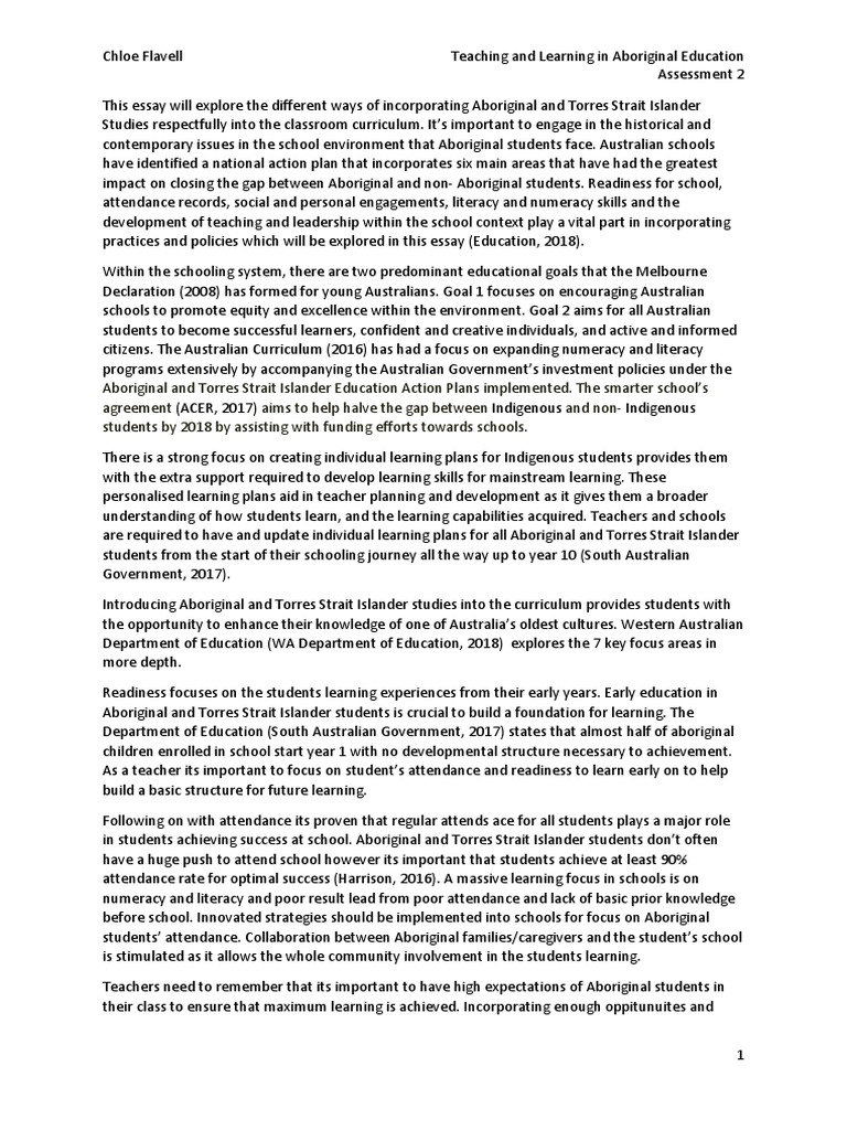 Aboriginal Education Essay2 Final | PDF | Indigenous Australians | Teachers