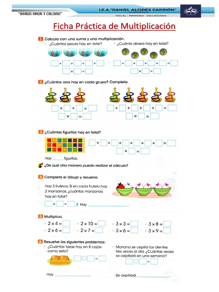 Ficha Práctica: Multiplicaciones para Niños | PDF