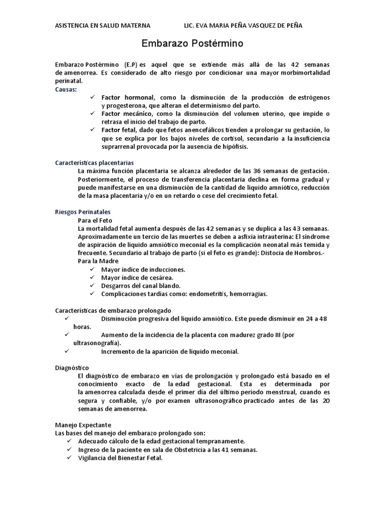 Embarazo POSTERMINO | PDF | El embarazo | Parto