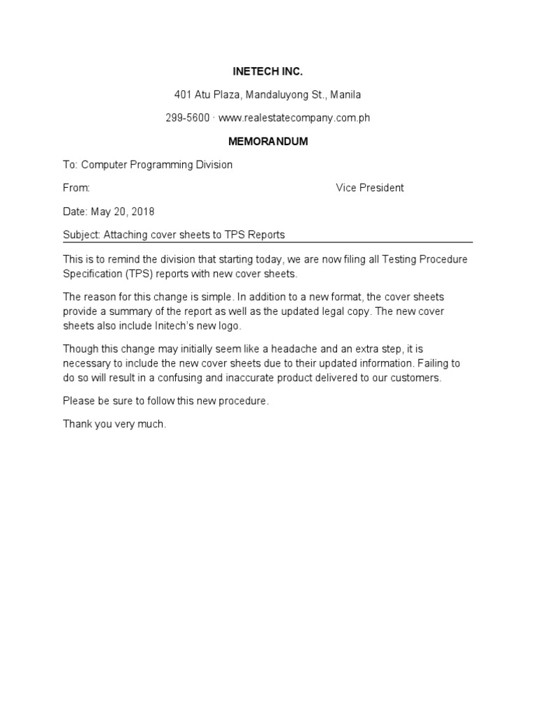 Memorandum Letter | PDF