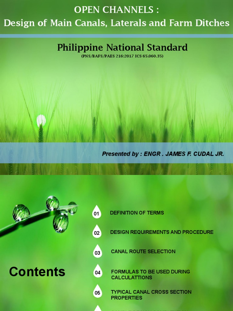Design Considerations and Methodology for Open Channel Irrigation ...