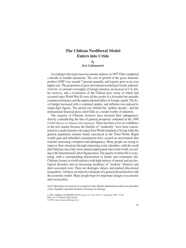 The Chilean Neoliberal Model | PDF | Chile | Neoliberalism