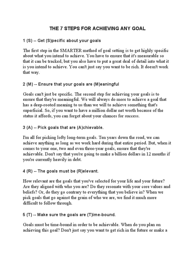 The 7 Steps For Achieving Any Goal | PDF | Goal | Cognition