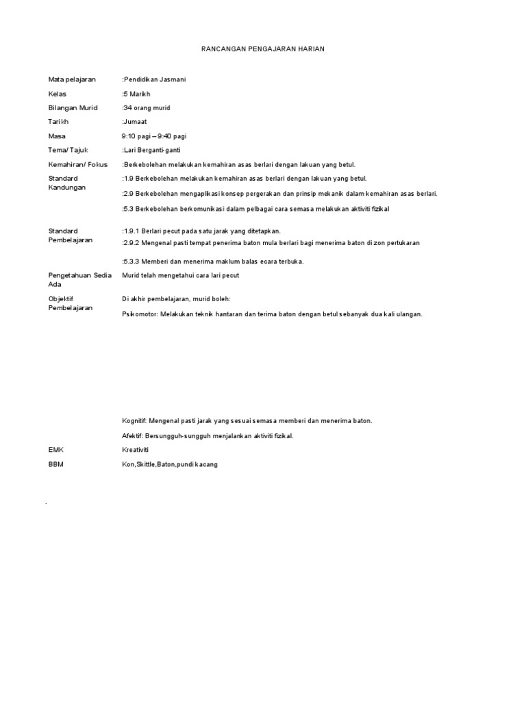 RPH PJ T4 Lari Berganti-Ganti | PDF