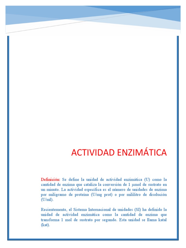 Actividad Enzimatica | PDF | Catálisis | Enzima