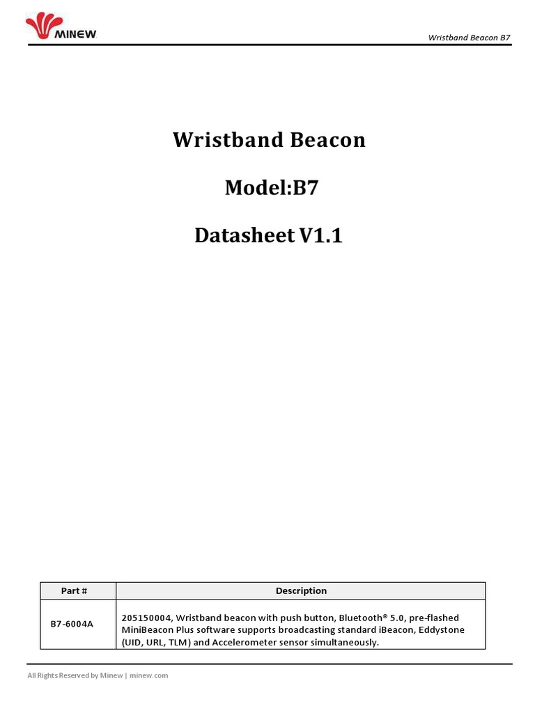 B7 Wristband Beacon Datasheet - V1.1 PDF | PDF | Mobile Technology | Software