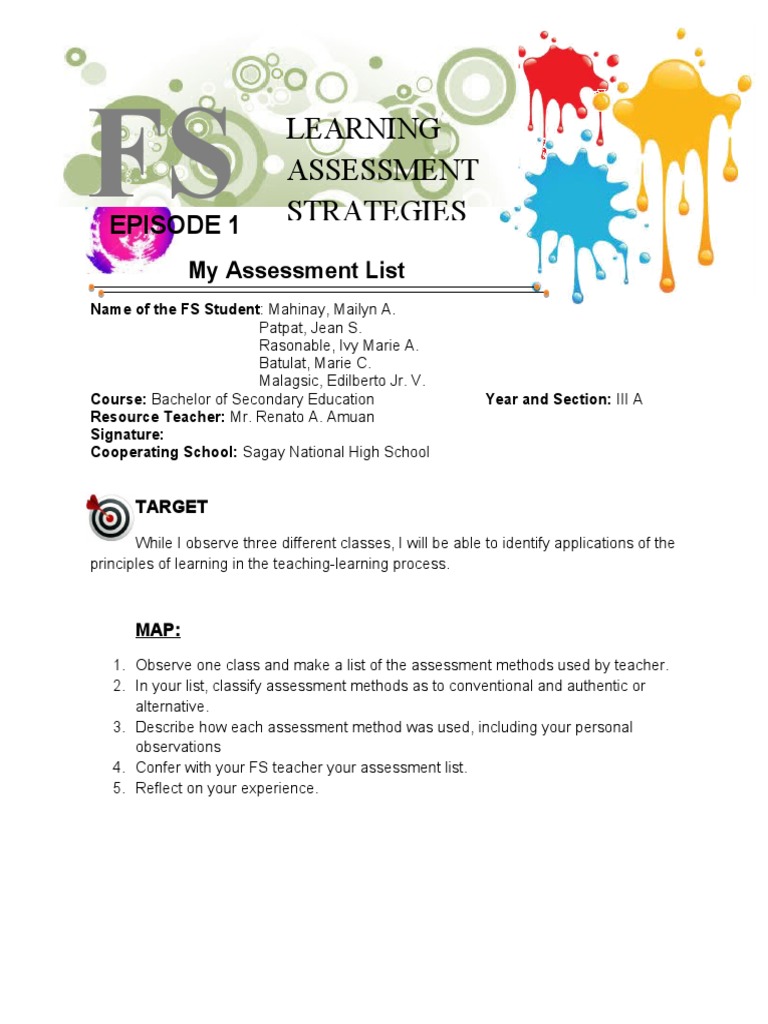 FS5 Episode 1 | PDF | Educational Assessment | Teachers