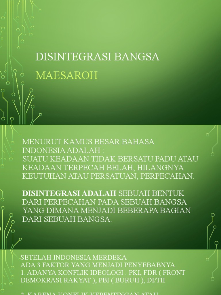 Penyebab dan Dampak Disintegrasi Bangsa | PDF