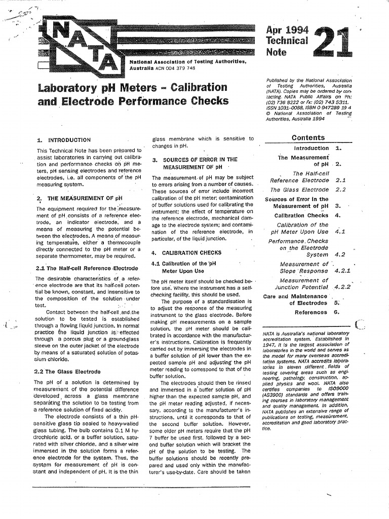 Laboratory PH Meters NATA | PDF