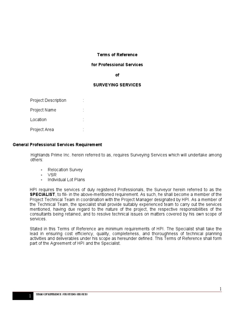 TOR Surveying SErvices Consultancy | PDF | Surveying | Business