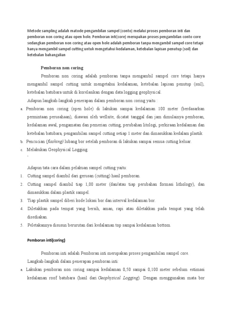 Perbedaan Penerapan Penanganan Coring Dan Non Coring | PDF