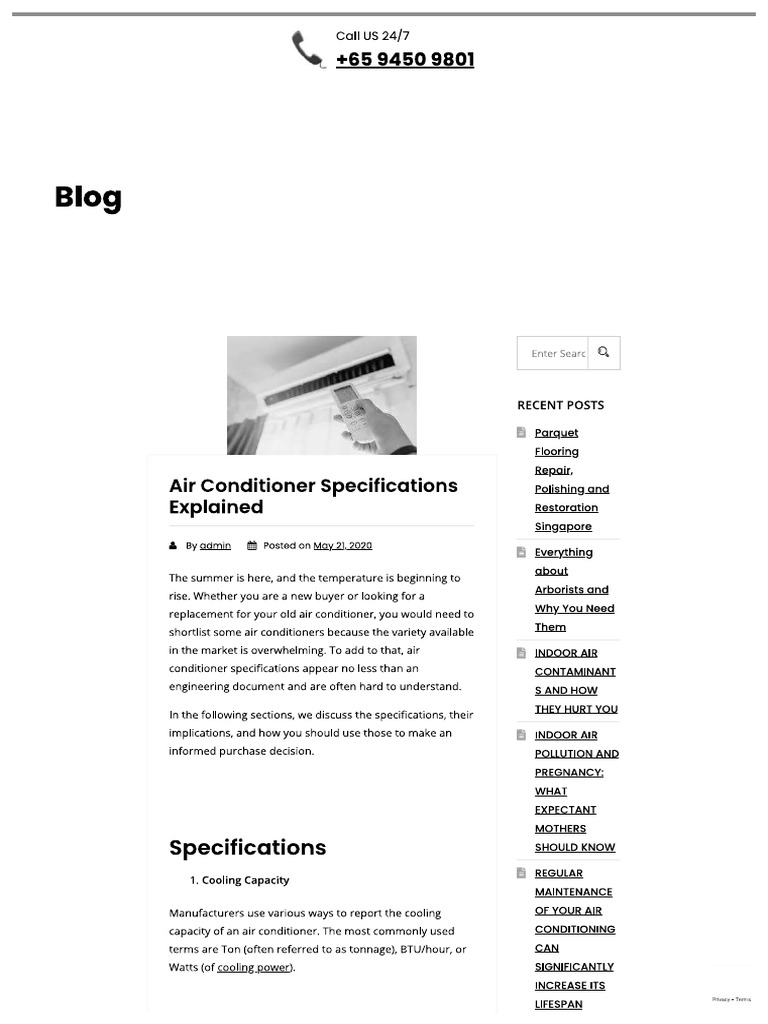 Air Conditioner Specifications Explained - MCL Aircon | PDF