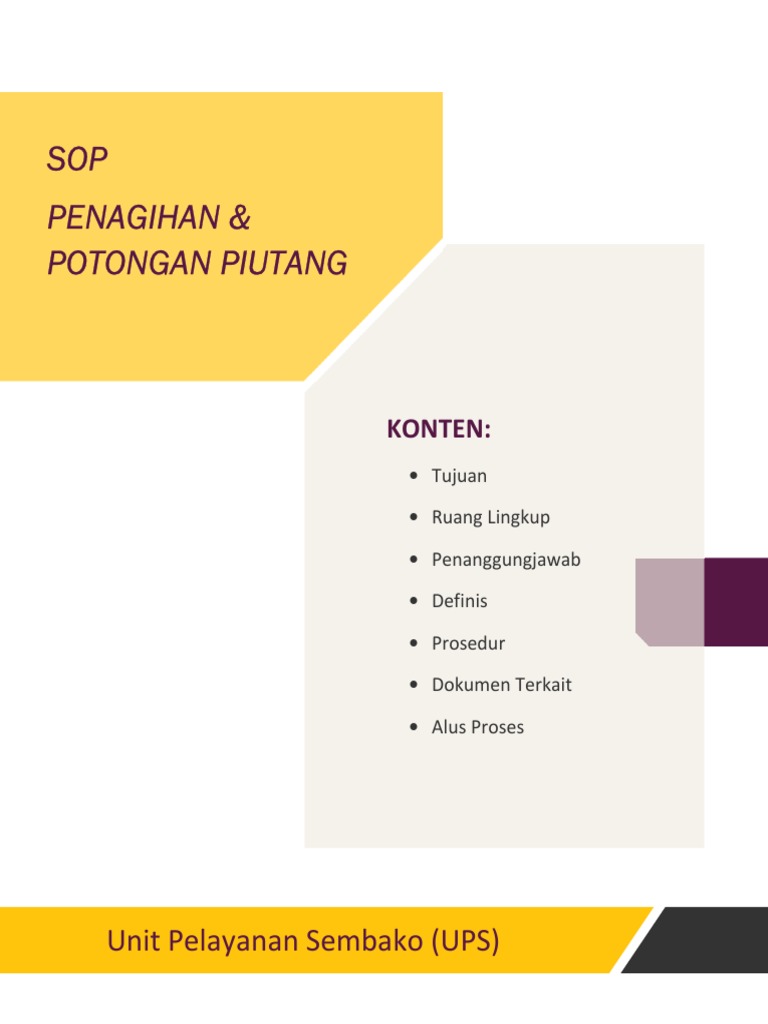 Draft SOP & IK Penagihan & Potongan PIutang | PDF