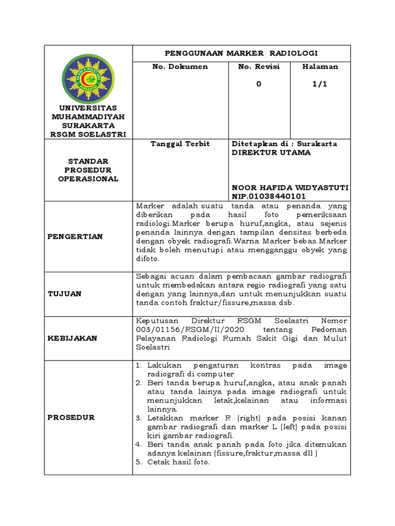 SOP Marker Sign Radiologi | PDF