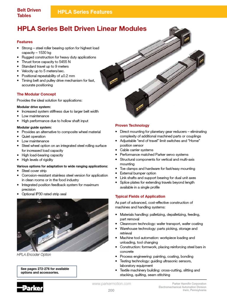 HPLA Series Belt Driven Linear Modules | PDF | Belt (Mechanical ...