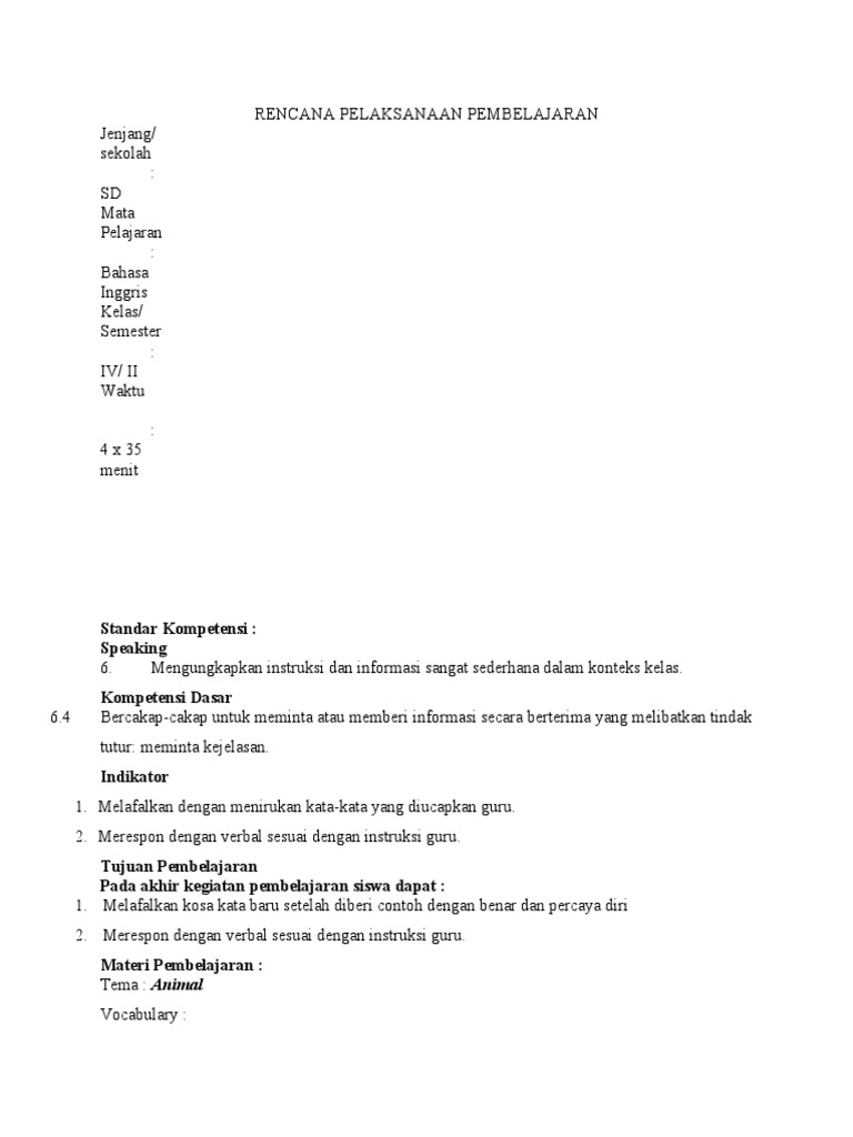 Rencana Pelaksanaan Pembelajaran Eyl | PDF