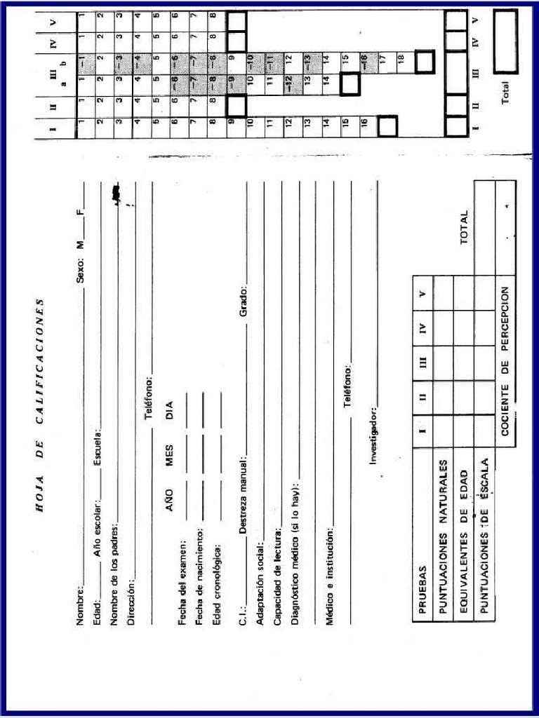Frostig Test Scoring1 PDF | PDF