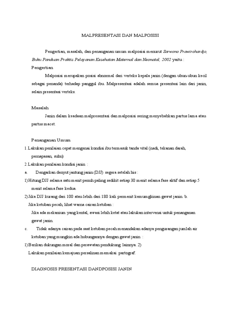 PDF Malpresentasi Dan Malposisi | PDF