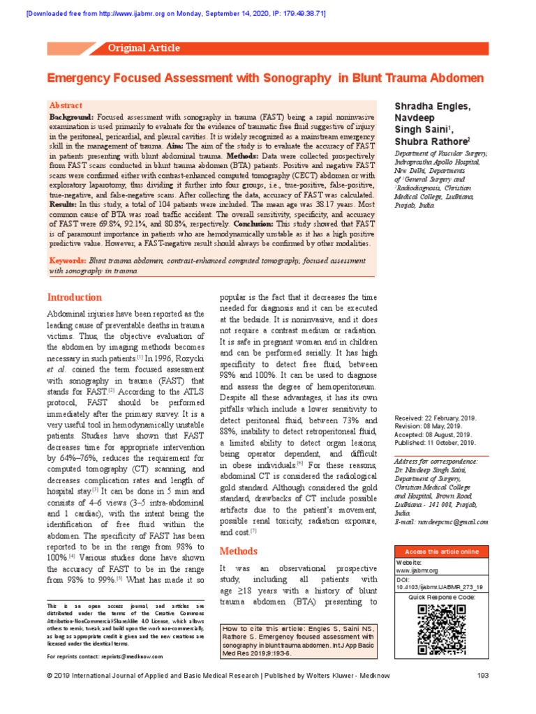 Articulo Base | PDF | Major Trauma | Ct Scan