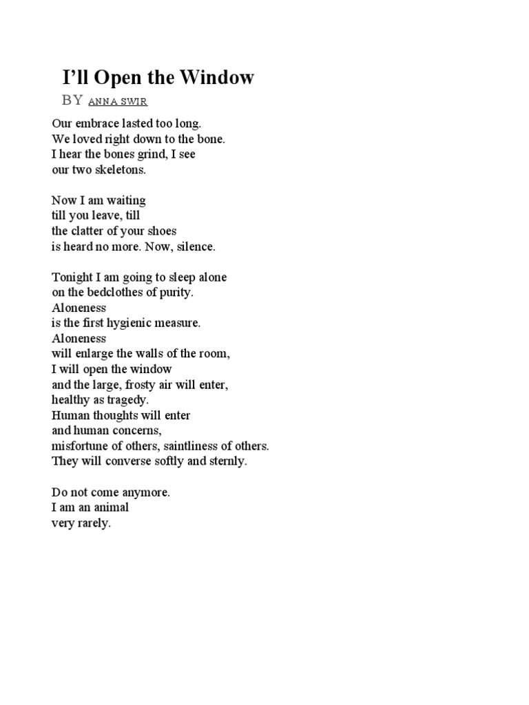 I'll Open The Window: Anna Swir | PDF
