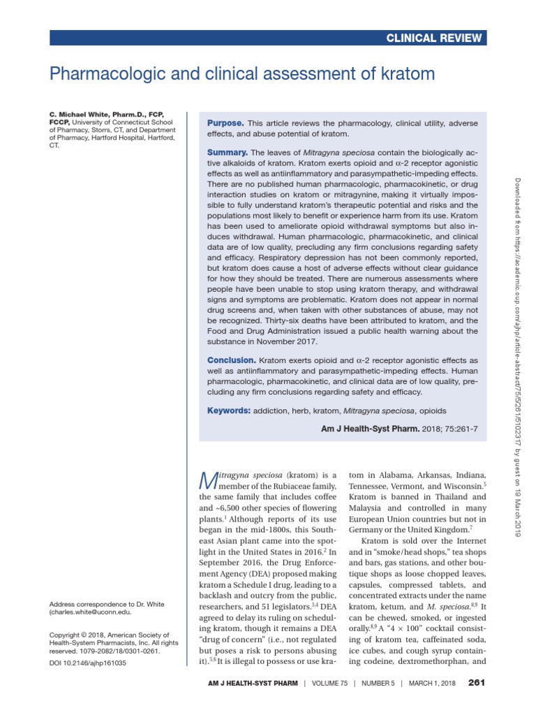 Pharmacologic and Clinical Assessment of Kratom | PDF | Drugs | Pharmacology