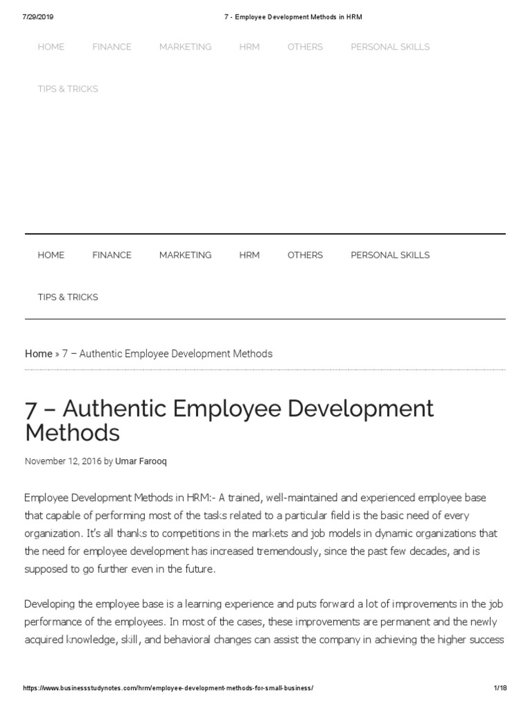 7 - Employee Development Methods in HRM | PDF | Human Resource ...