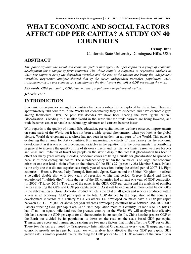 What Economic and Social Factors Affect GDP Per Ca PDF | PDF | Gross ...