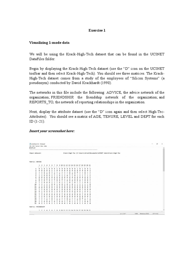 UCINET Assignments 1 | PDF | Button (Computing) | Screenshot