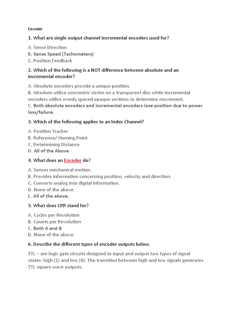 Encoder MCQs | PDF | Information And Communications Technology | Manufactured Goods