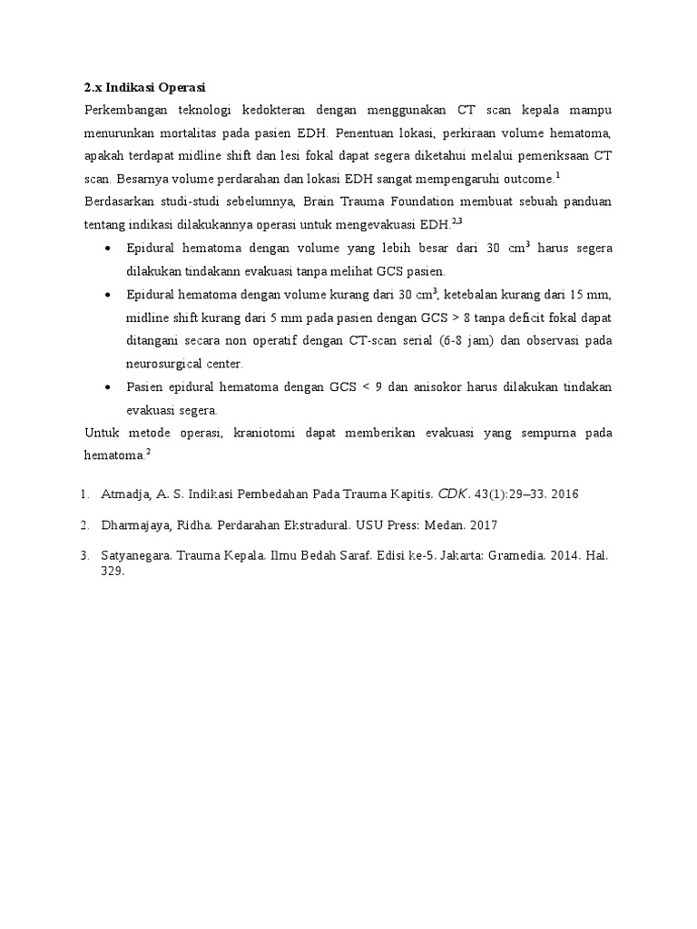 Indikasi Operasi EDH | PDF