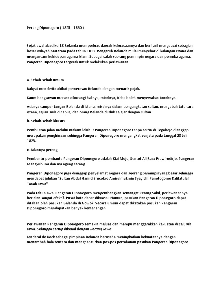 Perang Diponegoro | PDF
