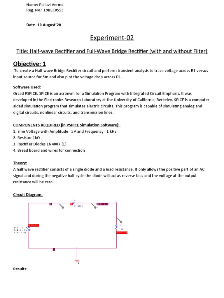 Experiment-02: Objective: 1 | PDF | Rectifier | Electrical Network