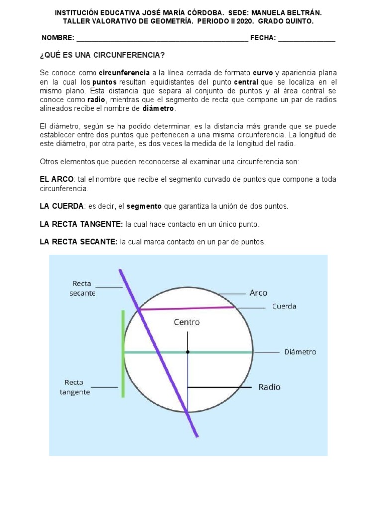 Geometría 5° Circunferencia y Circulo | PDF | Circulo | Pi