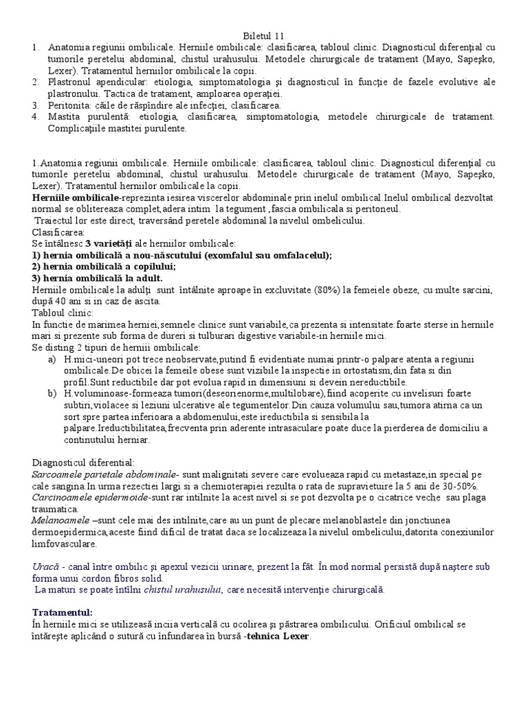 Herniile Ombilicale-Reprezinta Iesirea Viscerelor Abdominale Prin ...