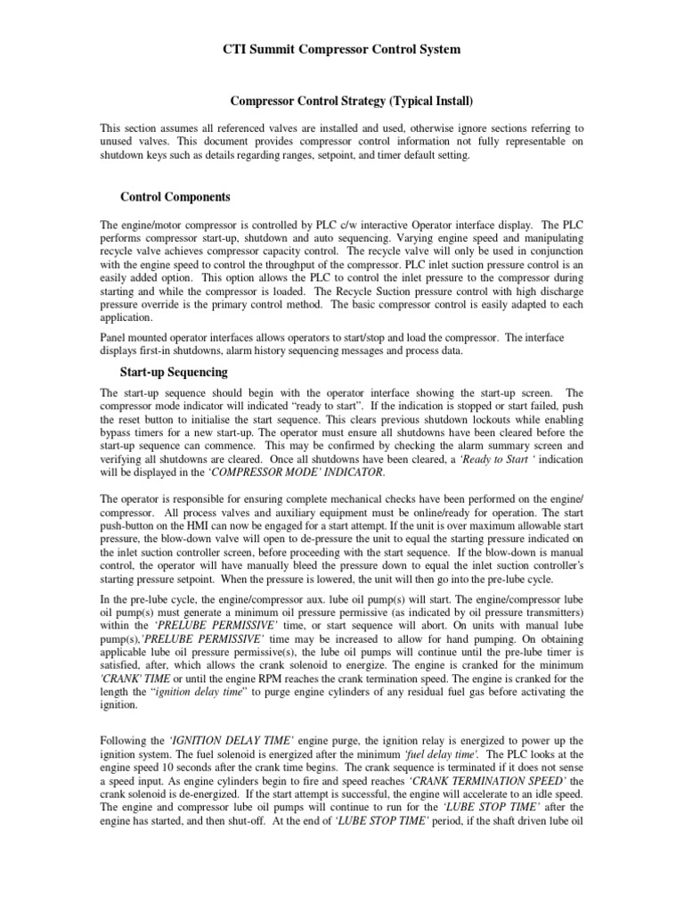 CTI Summit Compressor Control System | PDF | Programmable Logic ...