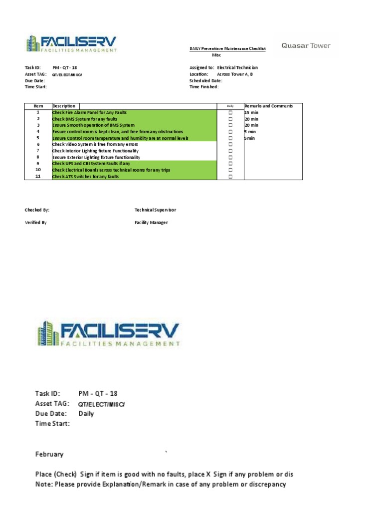 Electrical Checklist - Daily Misc Rev 123 | PDF | Systems Engineering ...