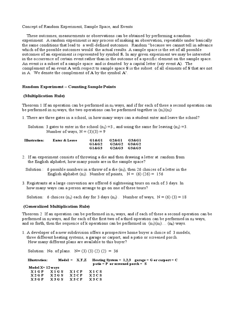 Random Experiment - Counting Sample Points | PDF | Probability | Statistics